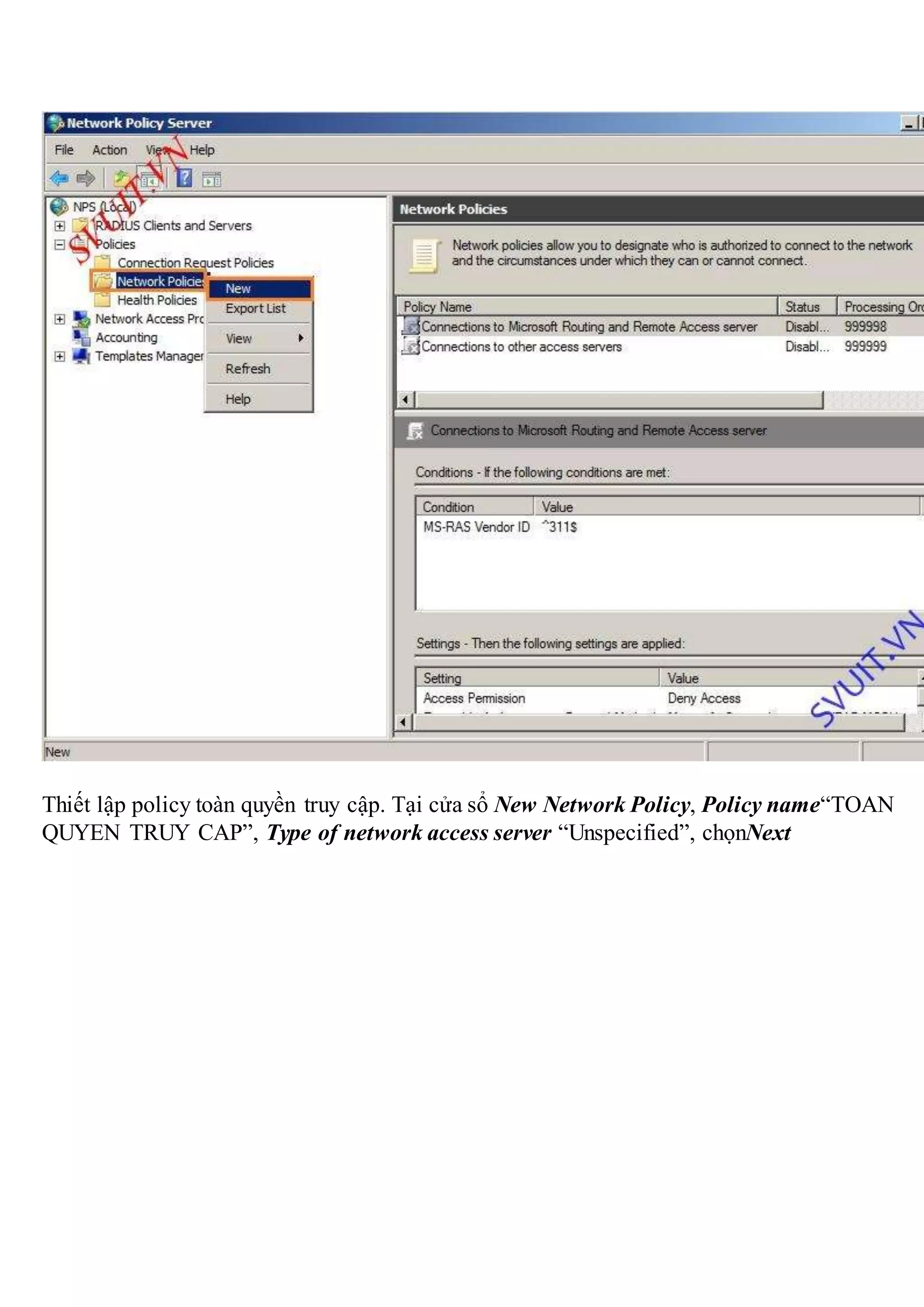 Triển khai nps network policy server trên windows server 2008 | DOCX