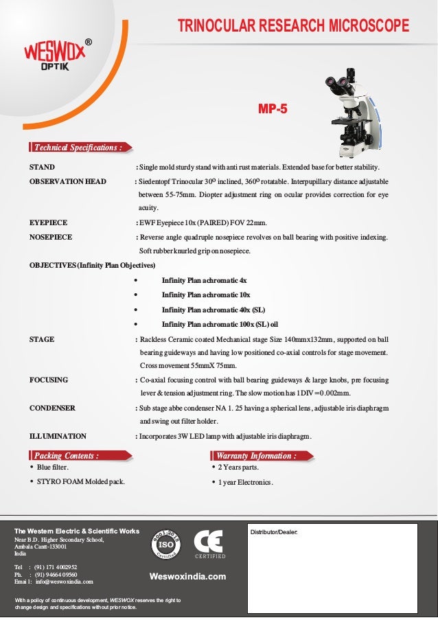 Trinocular research microscope 2 mp 5 | PDF