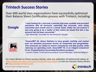 Trintech current strategies for optimizing bal sheet certification 8 29 ...