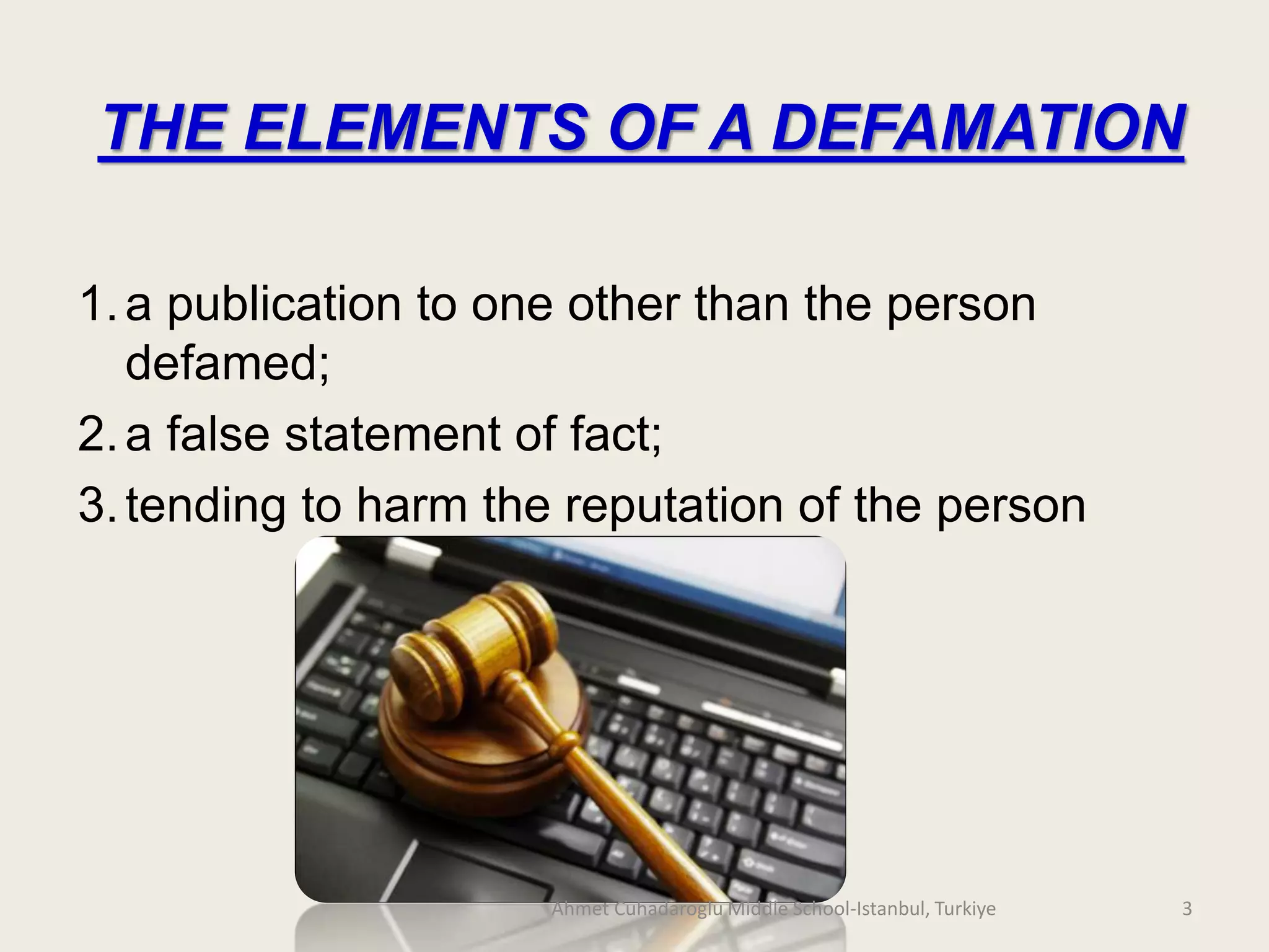 Internet Defamation | PPT | Free Download