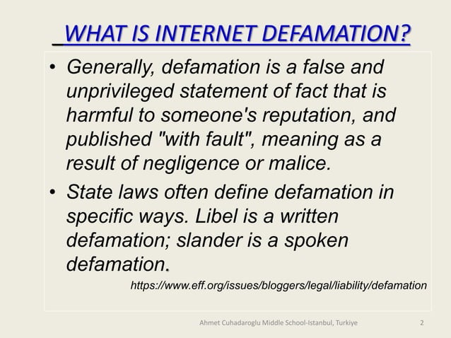 Internet Defamation | PPT | Free Download