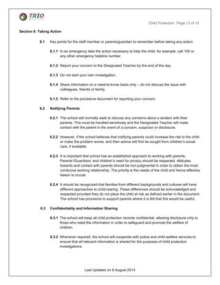 Trio World Academy Child Protection and Safety Policy | PDF