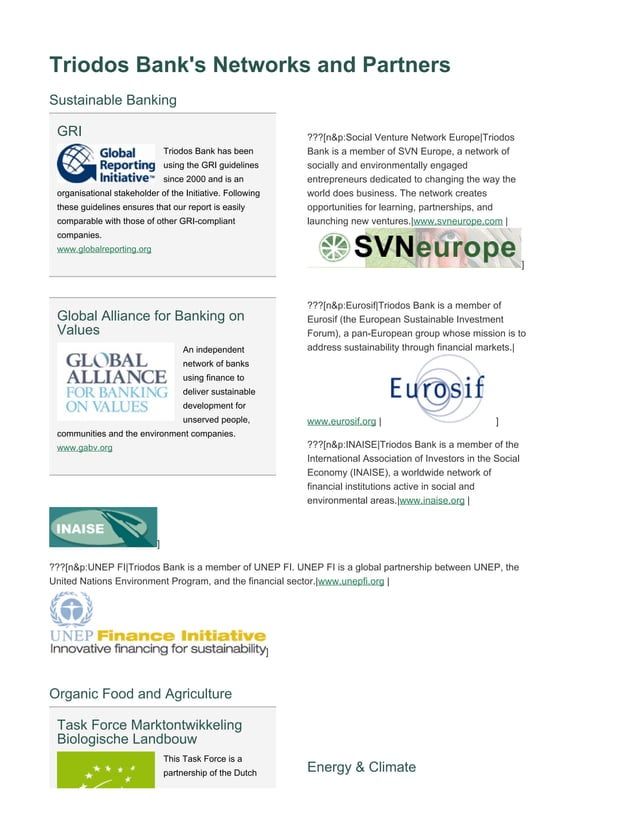 Triodos bank's networks and partners | PDF