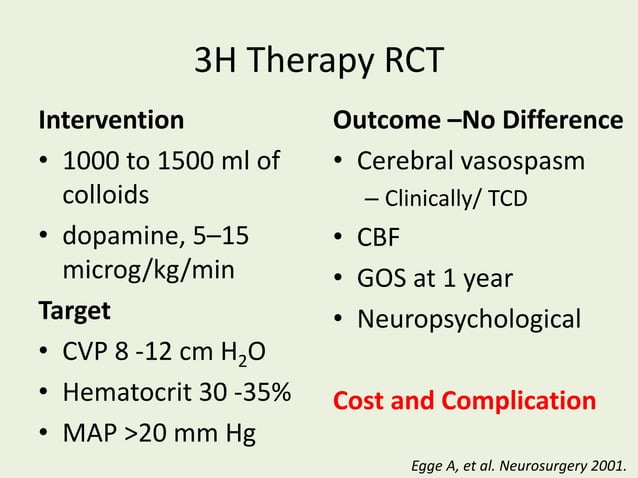 Triple-H Therapy for Cerebral Vasospasm following Aneurysmal Subarachnoid Hemorrhage | PPTX ...