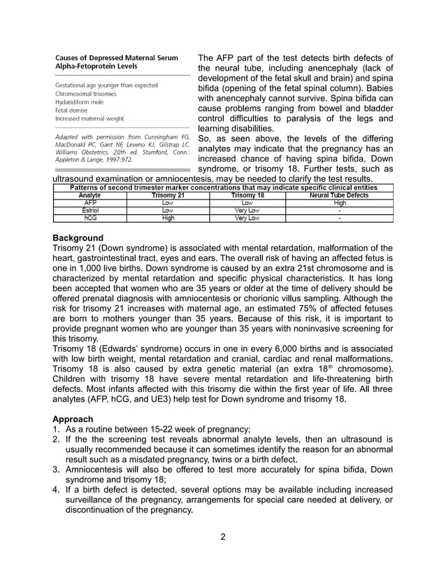 Triple maternal screen | DOC | Pregnancy | Reproductive Health