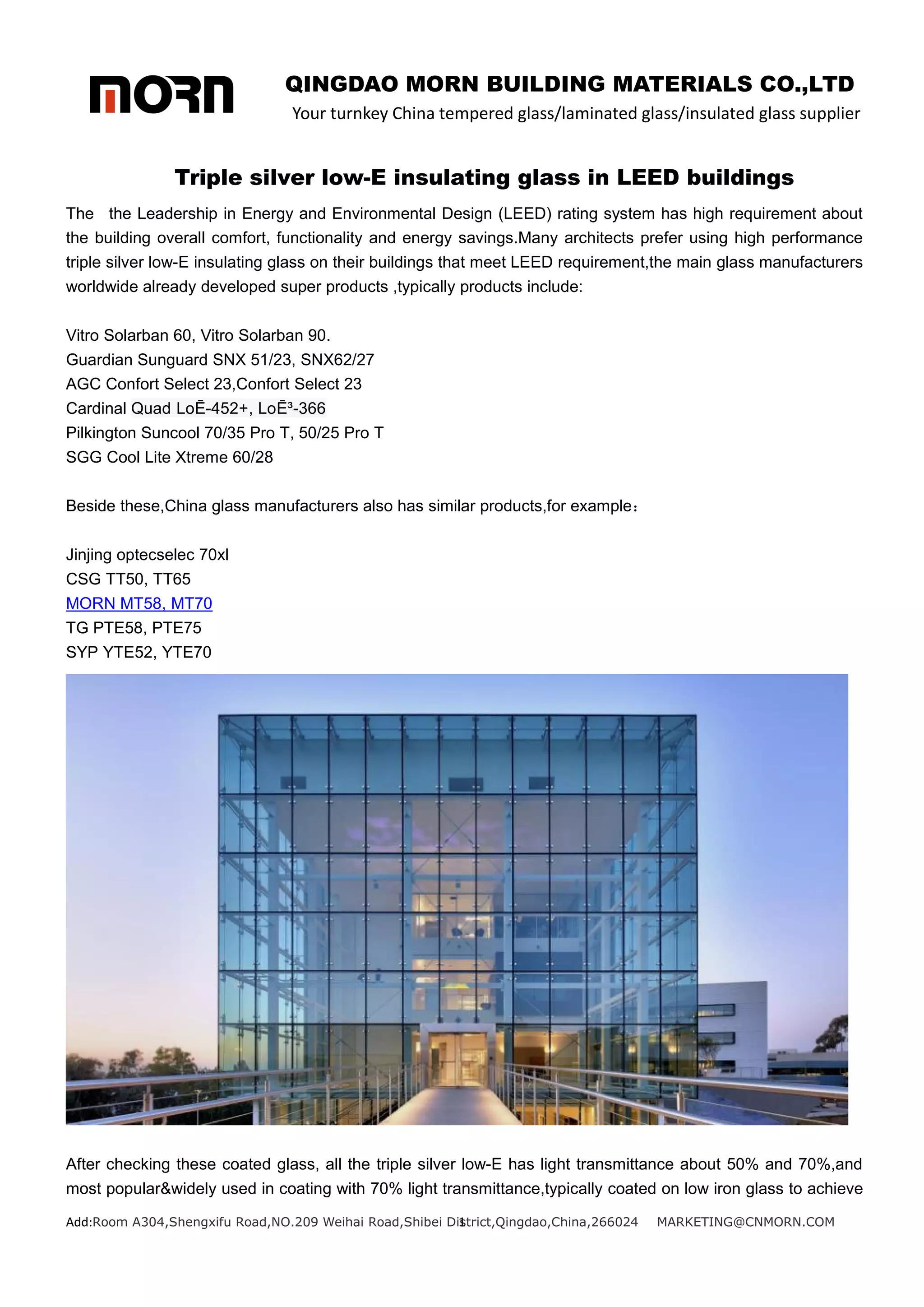 Triple silver low e insulating glass in leed buildings | PDF