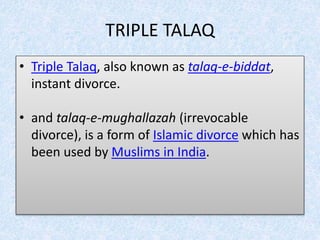 Triple talaq in india | PPTX | Islam | Religion & Spirituality
