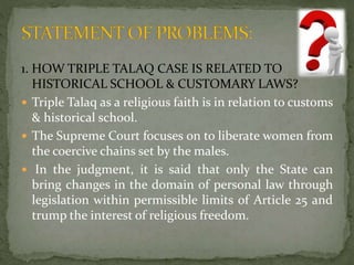 Triple Talaq in relation to Jurisprudence | PPTX