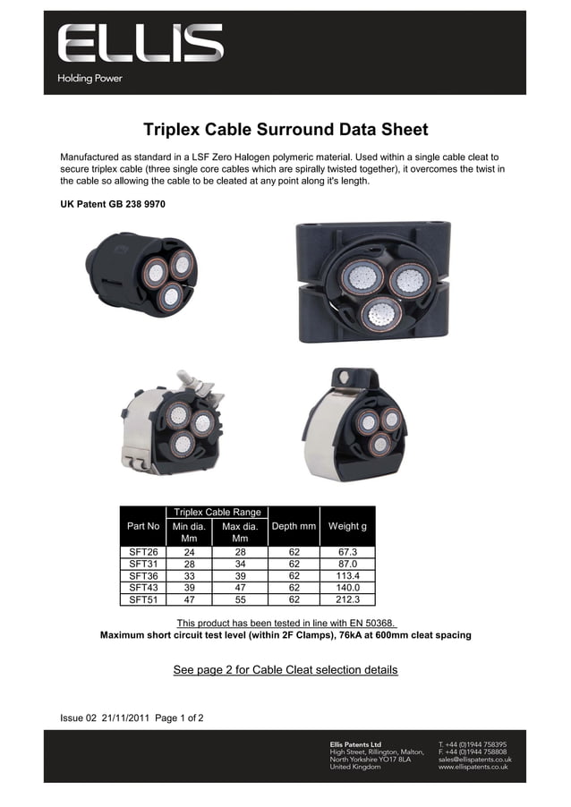 Triplex Cable Surround Data Sheet | PDF | Technology & Computing