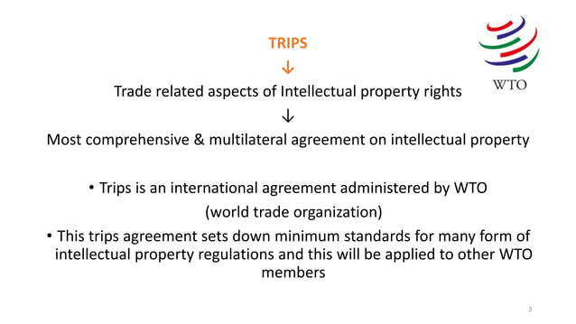 TRIPS (Trade related aspects of intellectual property rights ) | PPTX | Law