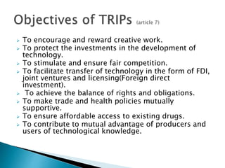 Trips agreement / WHO / WTO agreements | PPTX