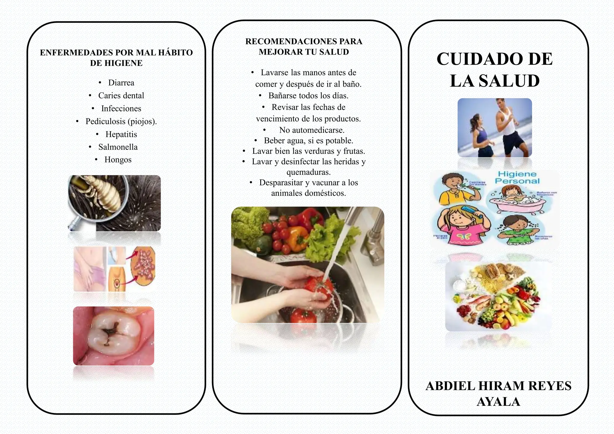 Tríptico sobre la salud, cuidados e higiene | PPTX