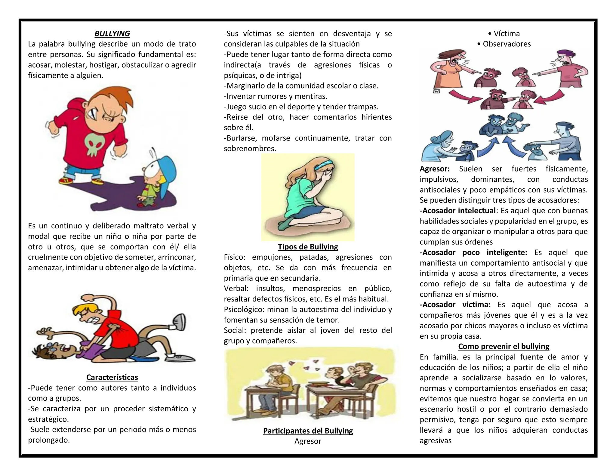 🦄💫Triptico-del-Bullying PARA LOS PADRES | PDF