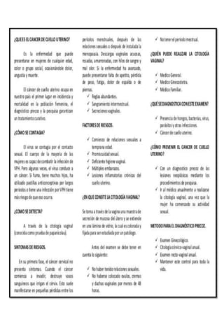 Triptico cancer cuello uterino | DOCX