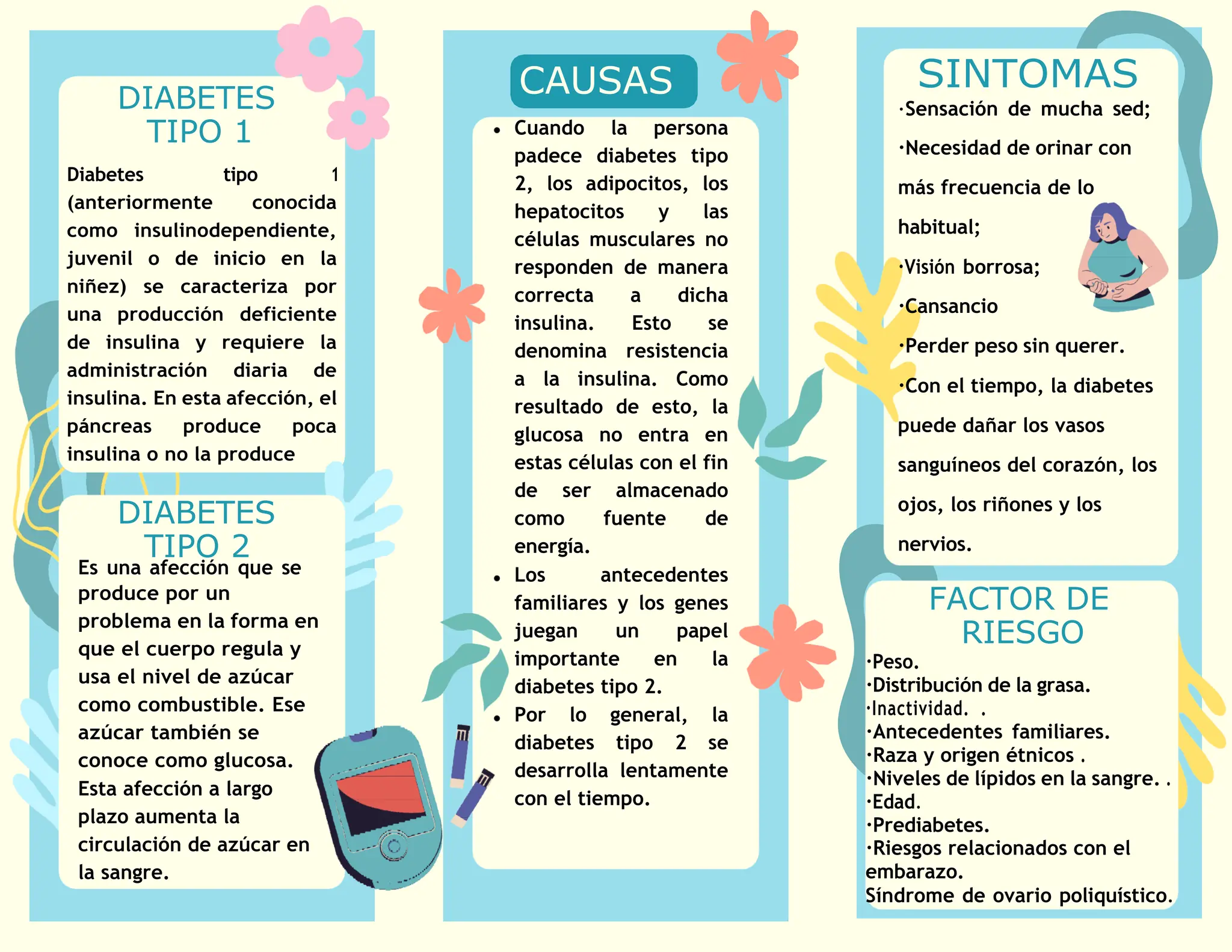 Triptico Diabetes mellitus, para dar promocion a la salud | PDF