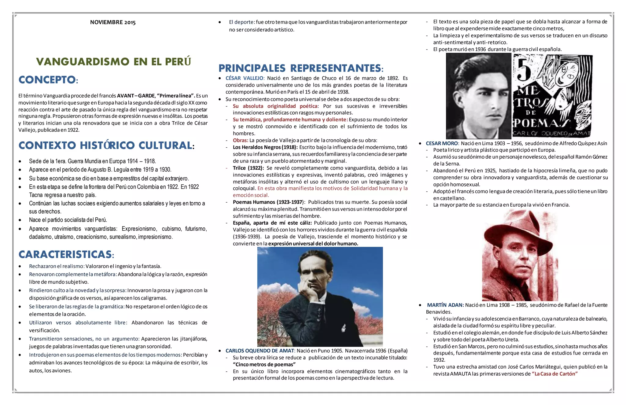 Triptico el vanguardismo en el peru. | PPT