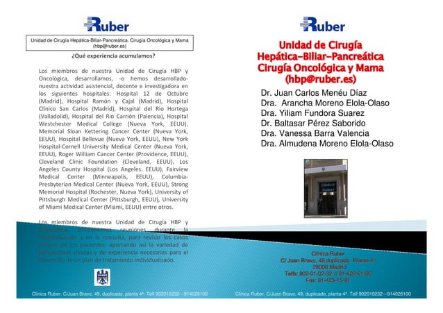 Unidad de Cirugia Hepato-Bilio-Pancreatica (Clinica Ruber) | PDF