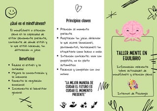 Tríptico sobre taller de mindfulness y ejercicios en contexto ...