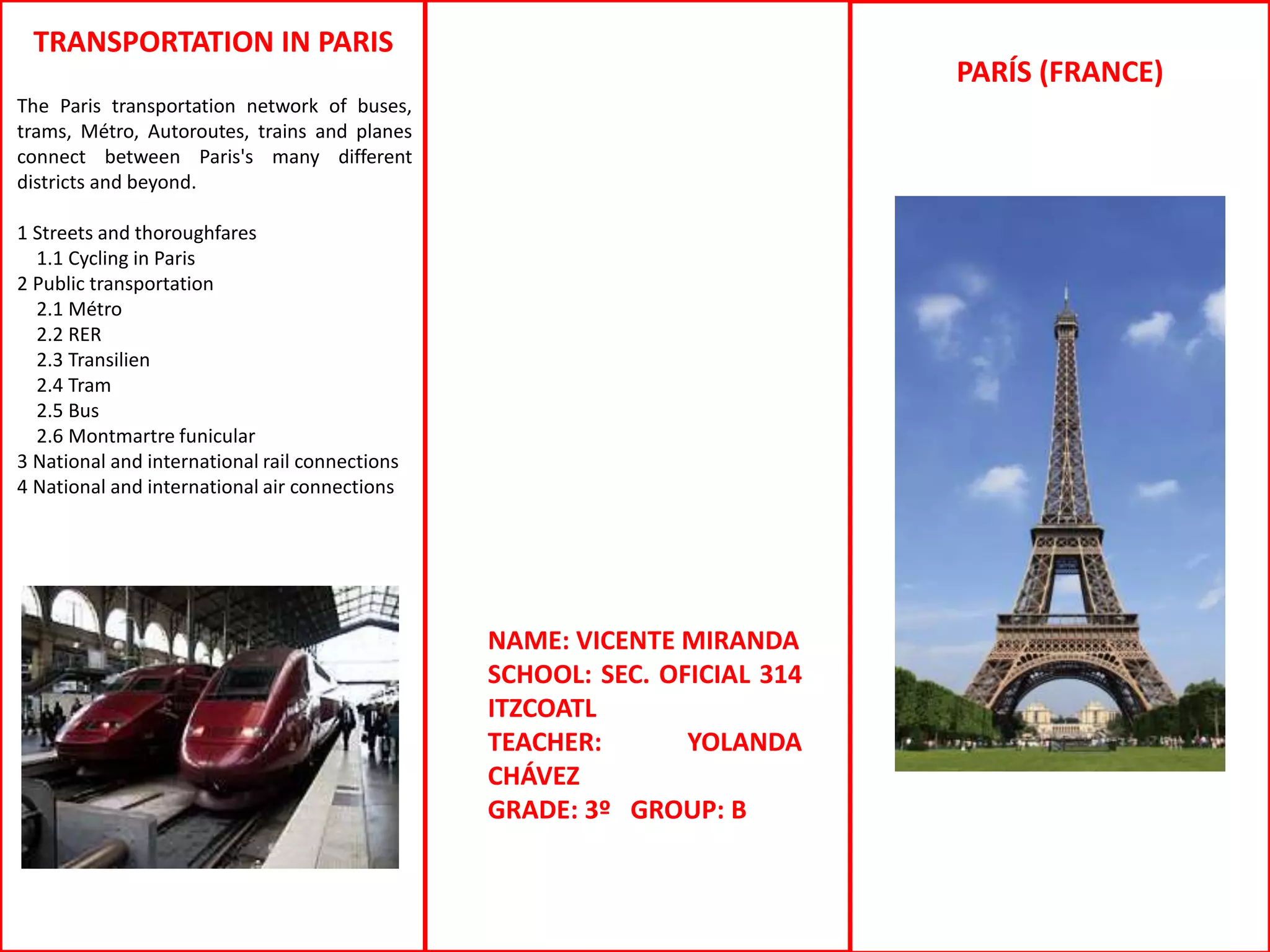 Triptico parís (inglés) | PPTX