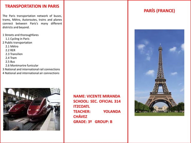Triptico parís (inglés) | PPTX