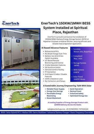 EnerTech’s 150KW/1MWh Battery Energy Storage System (BESS) Installed at ...