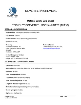 TRIS-2-Hydroxyethyl Isocyanurate Safety Data Sheet | PDF