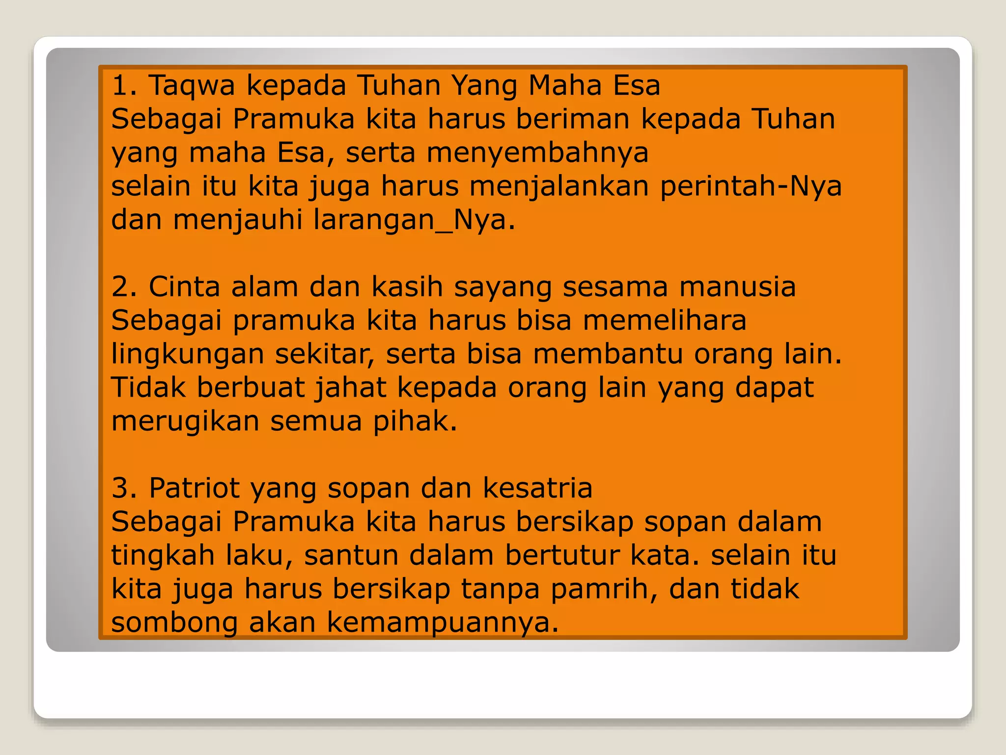 Tri satya dan dasa dharma pramuka | PPTX