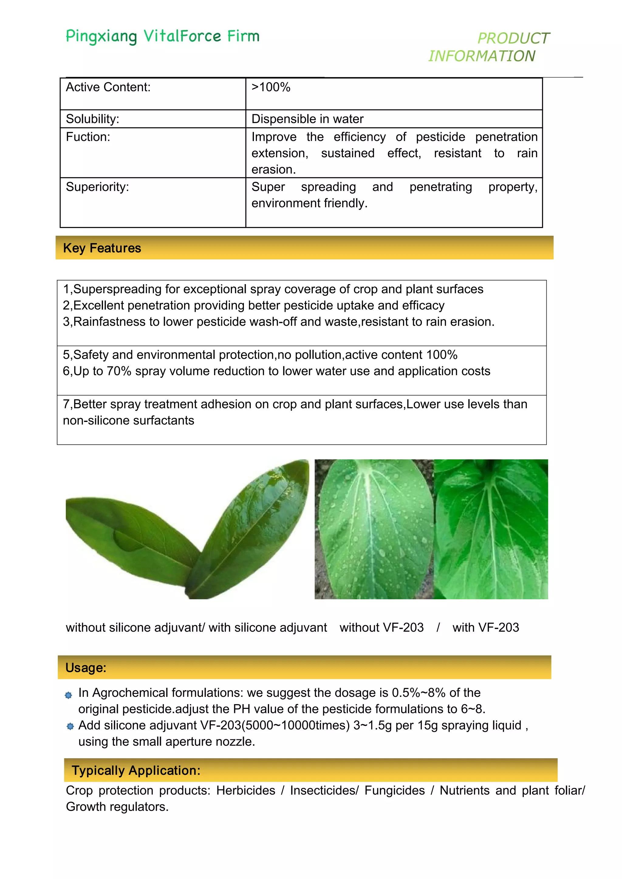 Trisiloxane from pingxiang vitalforce firm | PDF