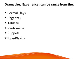 Tristan Santos Teaching with Dramatize Experiences | PPT | Drama | Genres
