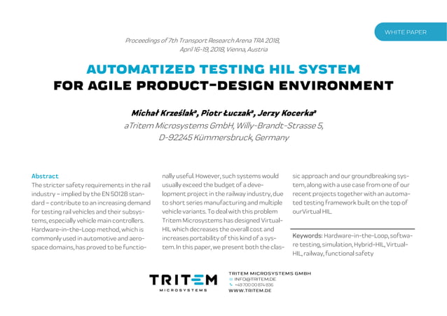 Automatized testing hil system for agile product-design environment | PPT