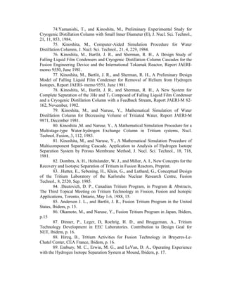 Tritium isotope separation | DOC