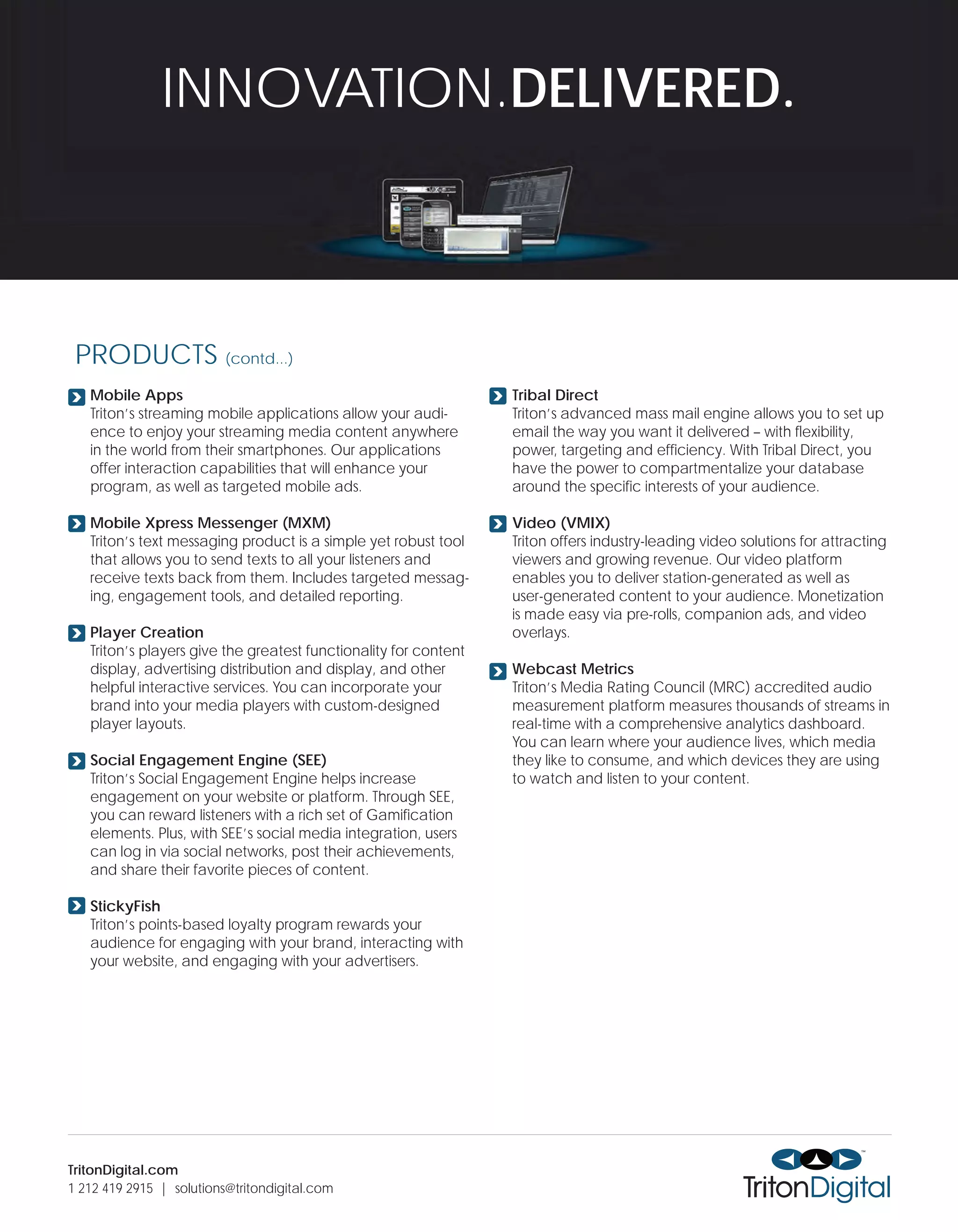 Triton Digital Product Summary | PDF