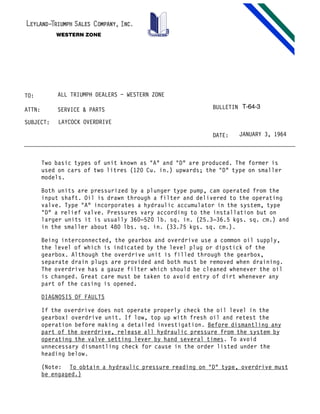Triumph service bulletin 1964 | PDF