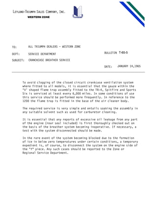 Triumph service bulletin 1965 | PDF