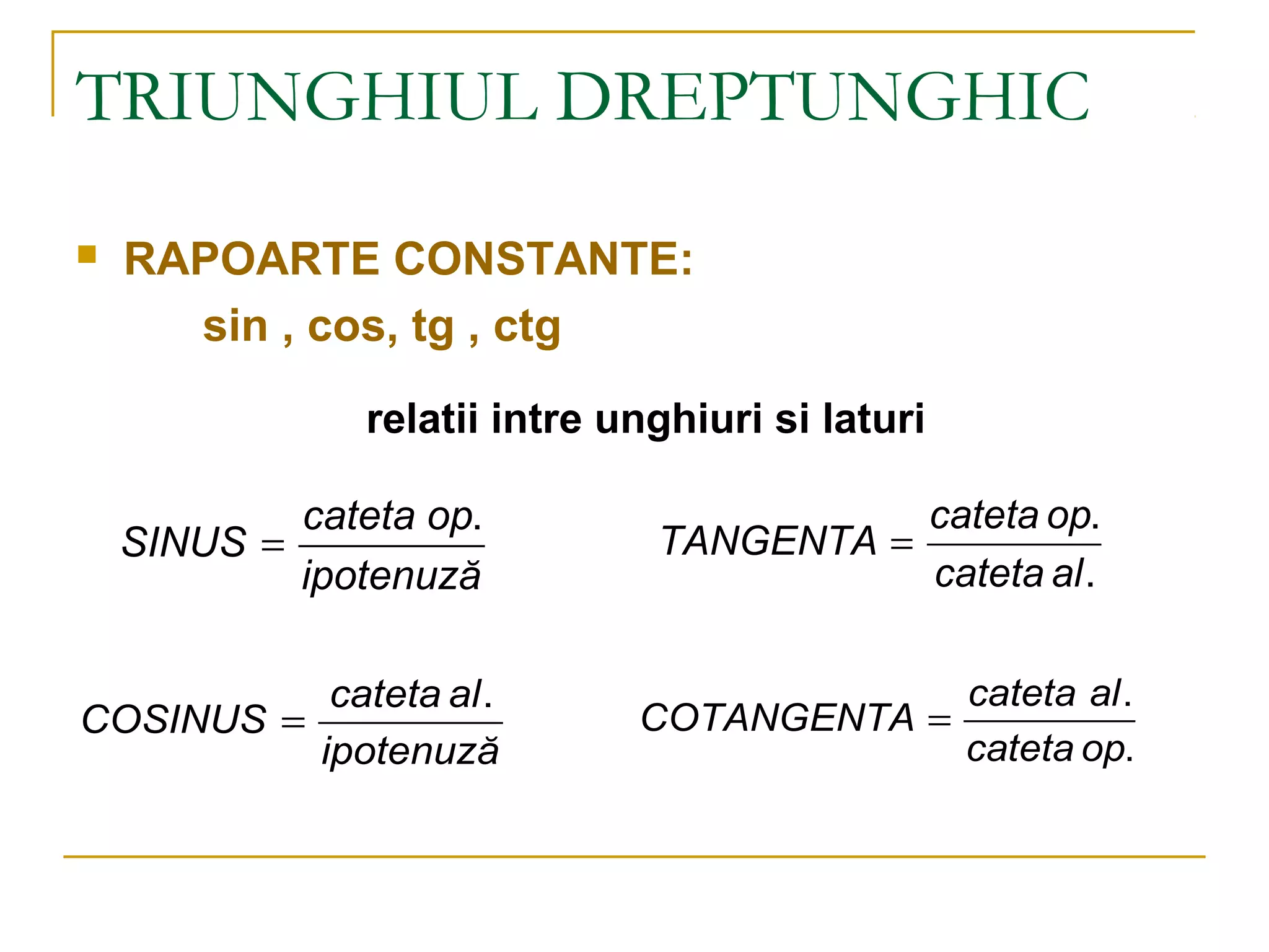 Triunghiul dreptunghic | PPT