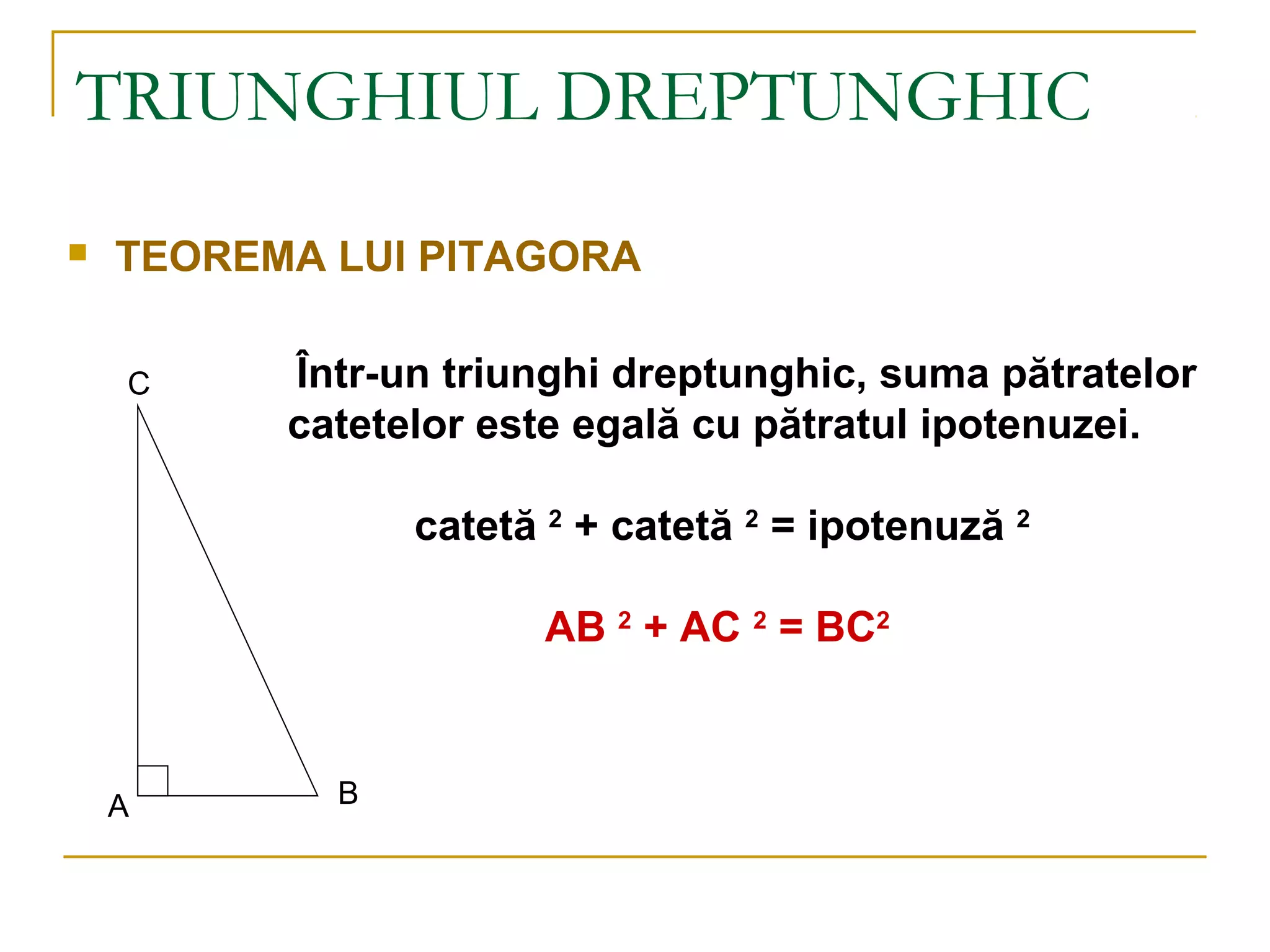 Triunghiul dreptunghic | PPT