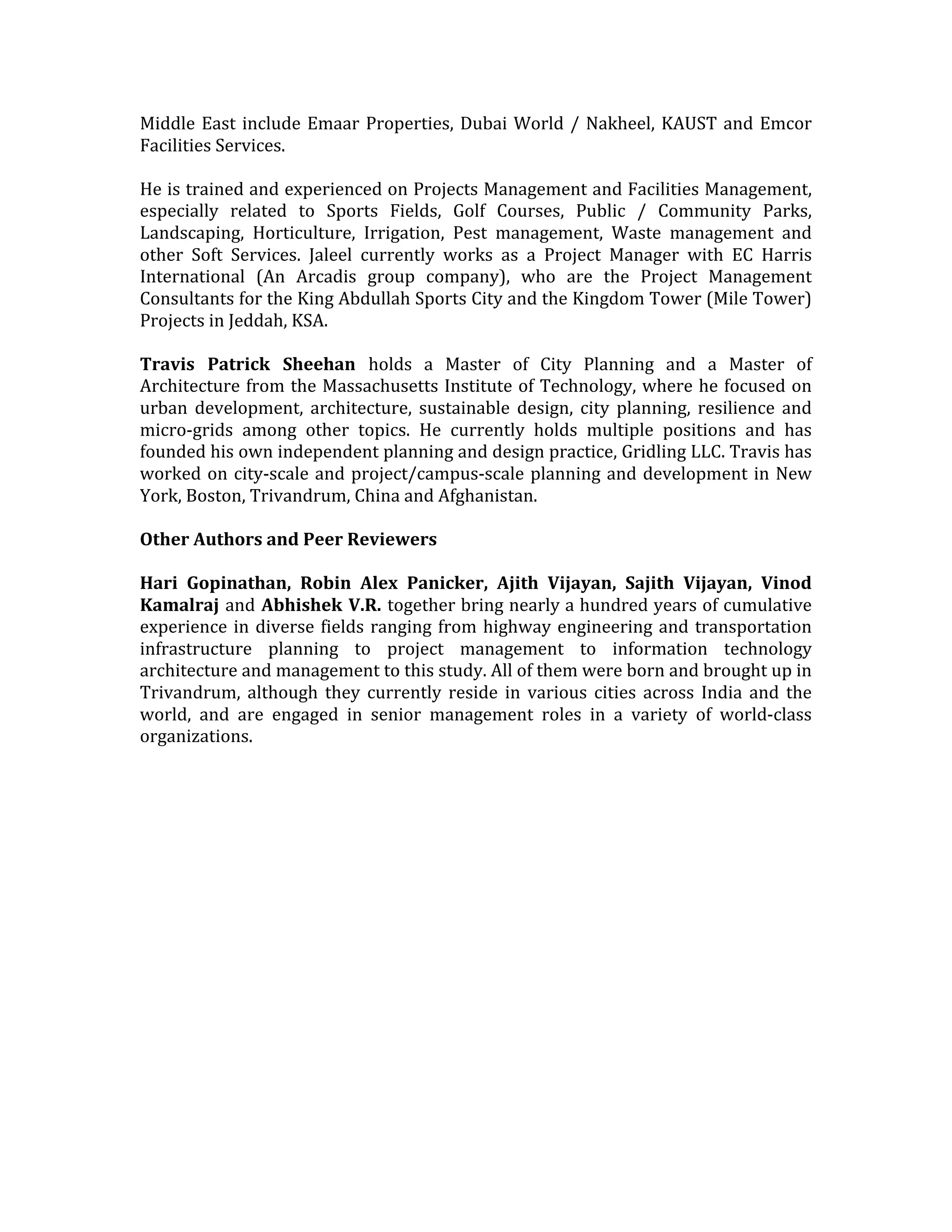 Trivandrum Master Plan Inputs - Final | PDF