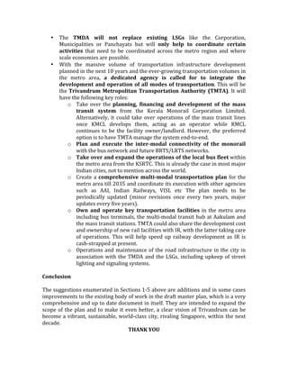 Trivandrum Master Plan Inputs - Final | PDF