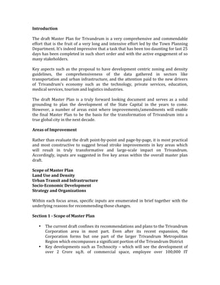 Trivandrum Master Plan Inputs - Final | PDF