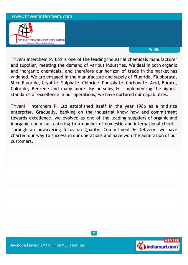 Triveni Interchem Pvt. Ltd. ( Group Of Triveni Chemicals), Vapi ...