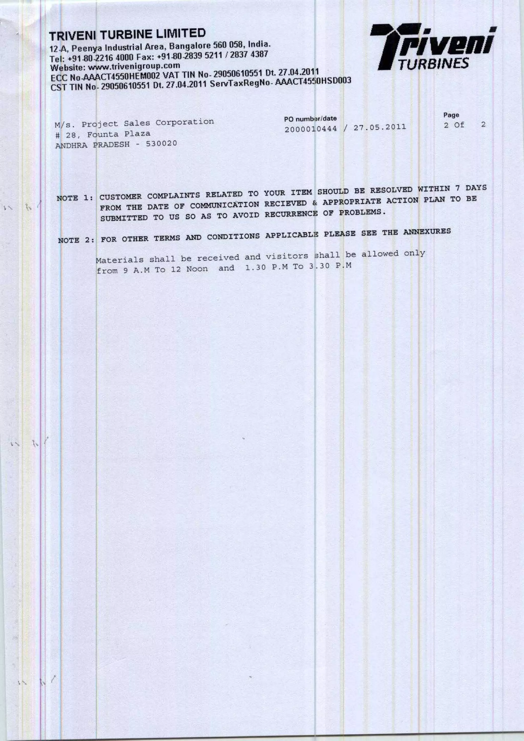 Triveni Turbines PO for Birkosit Sealing Compound | PDF