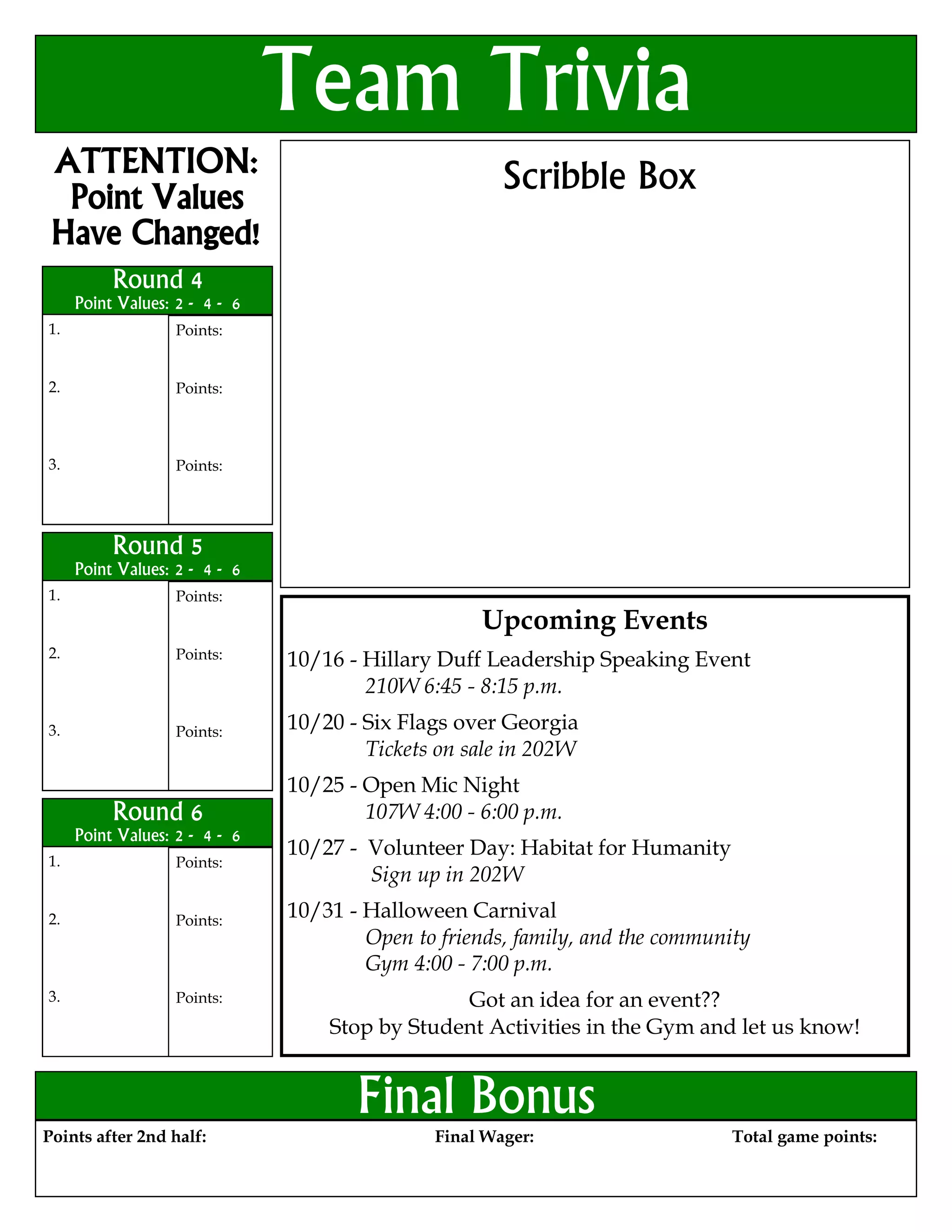 Trivia scoresheet | PDF