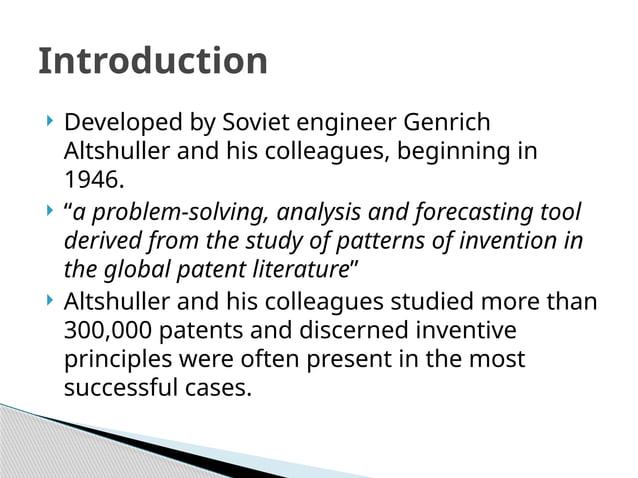 TRIZ: Theory of Inventive Problem Solving | PPTX