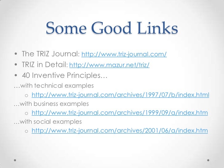 TRIZ overview and examples