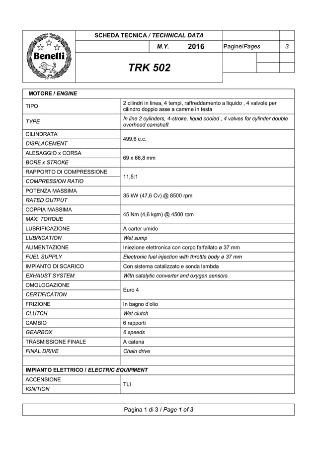 Benelli Trk 502 | PDF