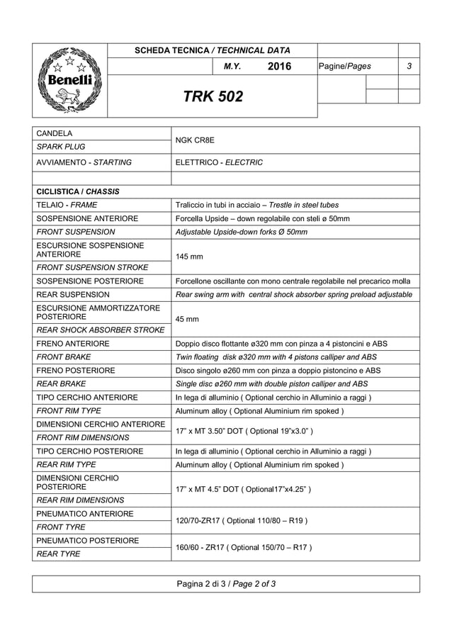 Benelli Trk 502 | PDF