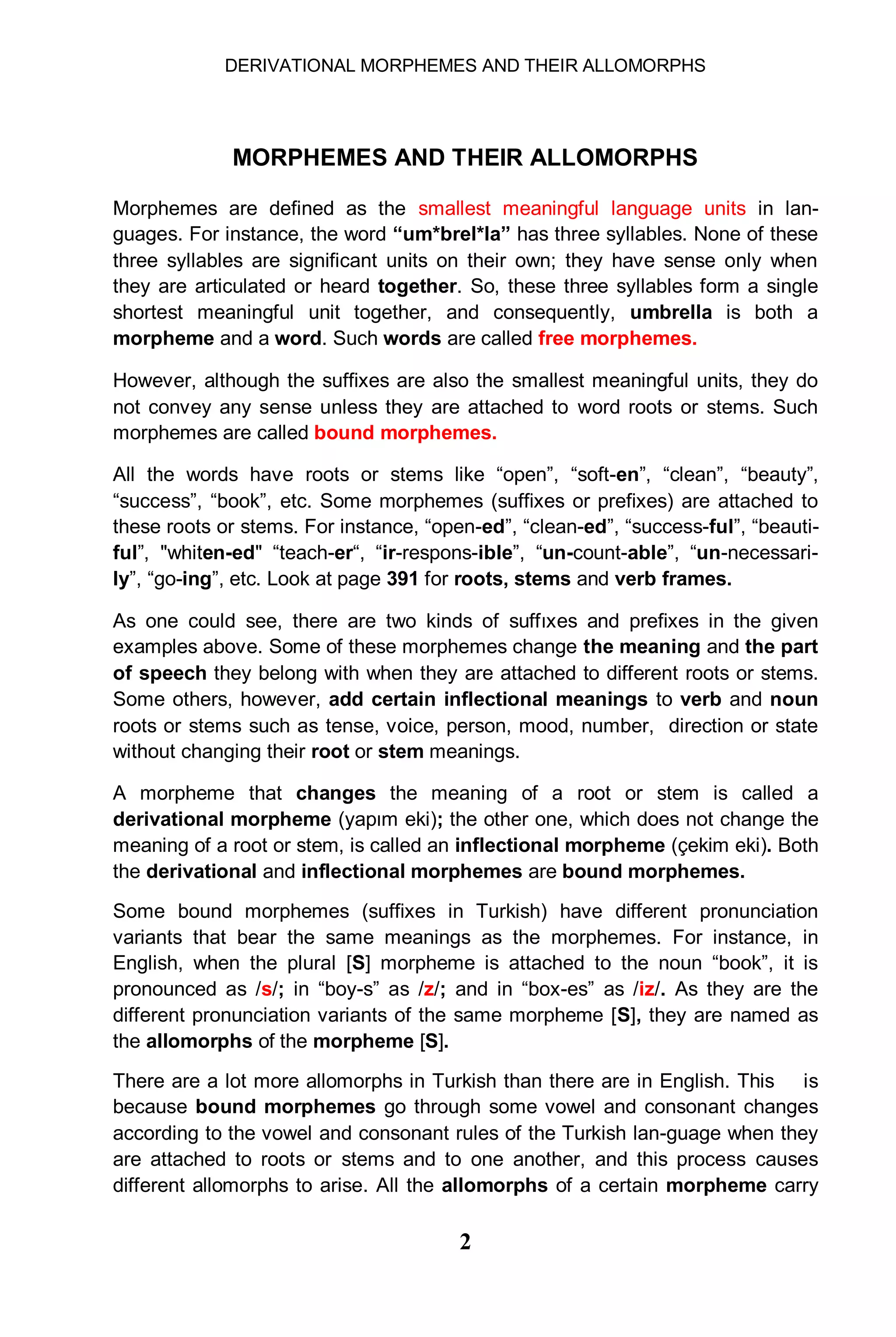 TURKISH DERIVATIONAL MORPHEMES and THEIR ENGLISH EQUIVALENTS | PDF