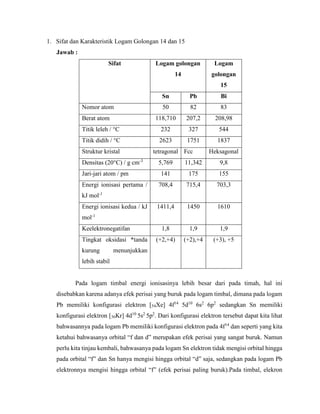 Logam Golongan 14 dan 15 (Sn, Pb, dan Bi) | PDF