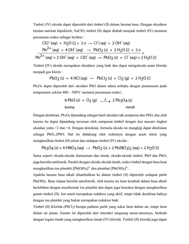 Logam Golongan 14 dan 15 (Sn, Pb, dan Bi) | PDF
