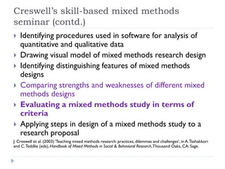 Quality issues in mixed methods research (with an emphasis on teaching ...